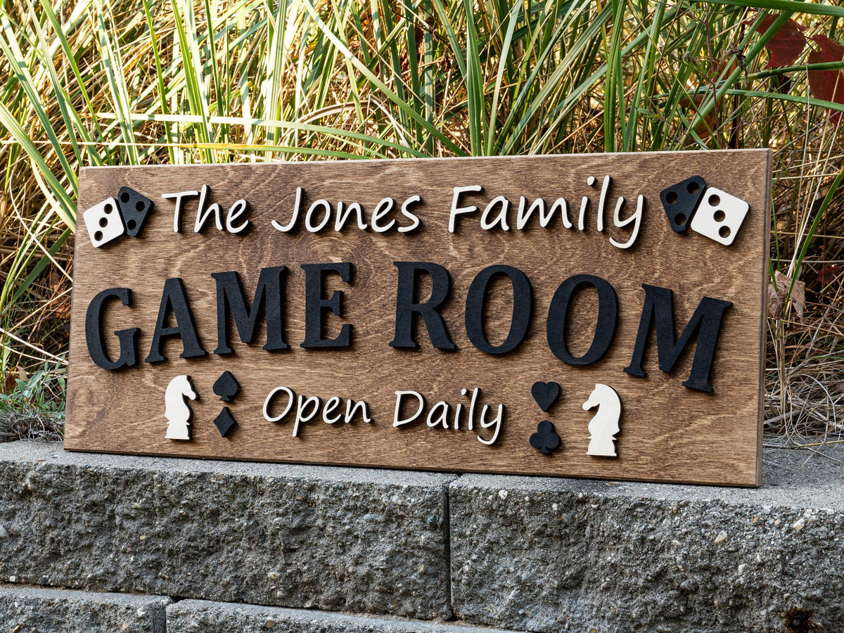Custom Game Room Sign | Personalized Family Name Sign Game Night Gift ...