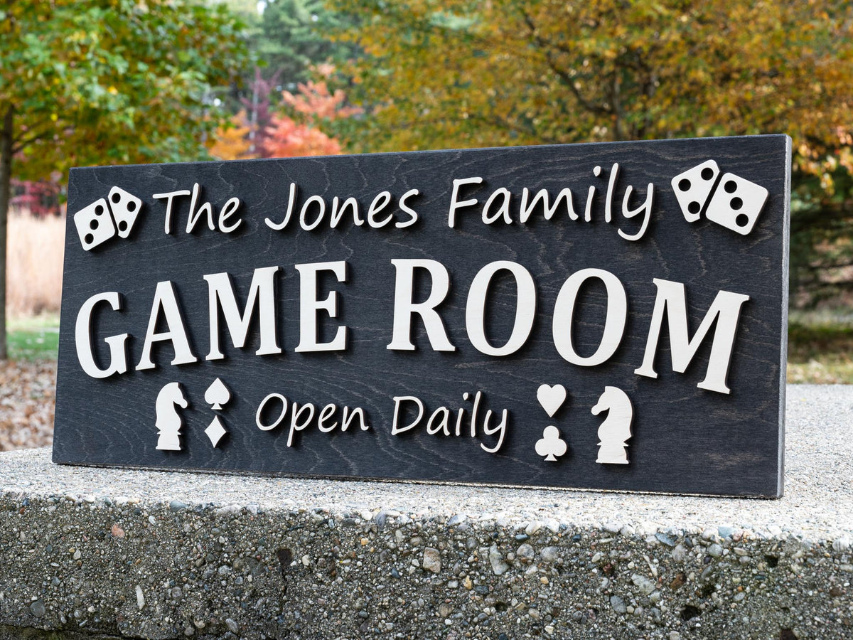 Personalized Family Name Sign Game Night Gift | Custom Game Room Sign ...