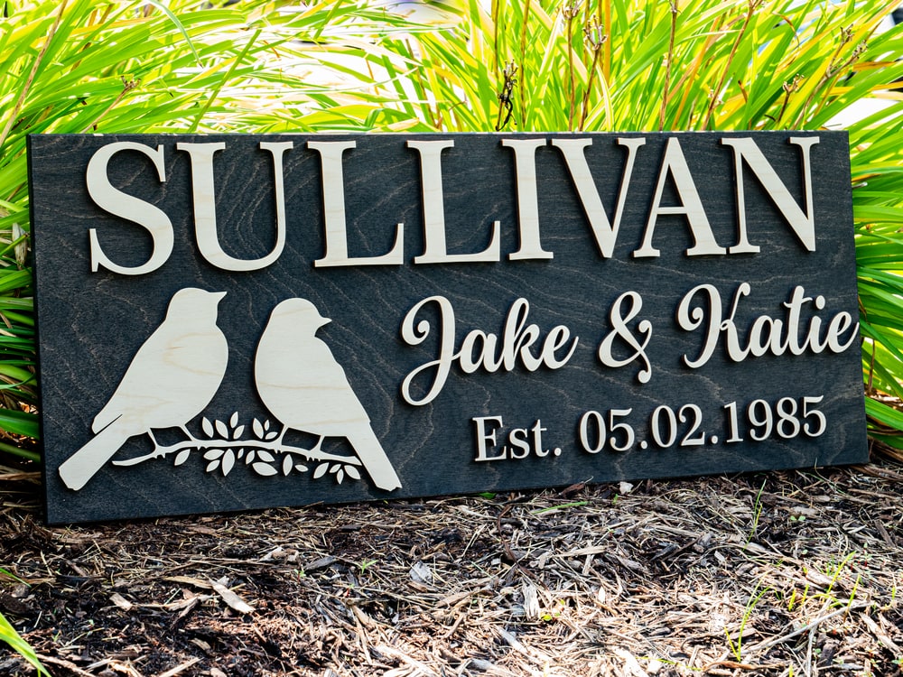 Custom Love Birds Sign | Personalized Wedding Gift | Romantic Decor ...