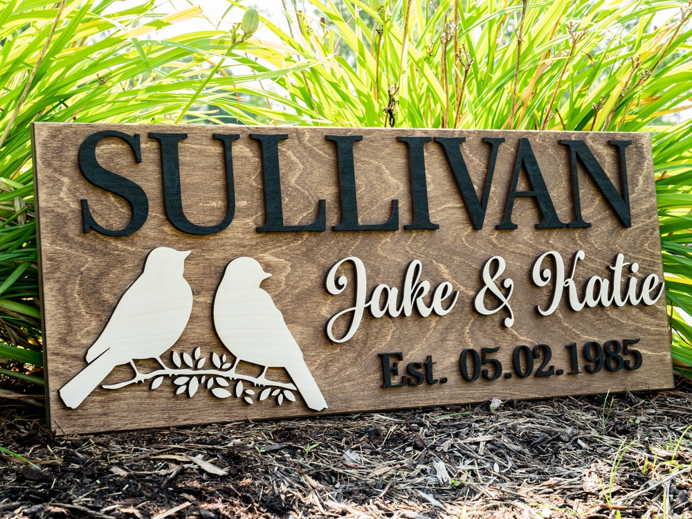 Custom Love Birds Sign | Personalized Wedding Gift | Romantic Decor ...