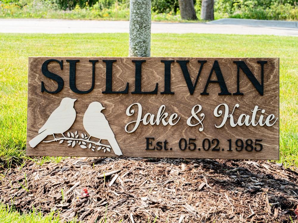 Custom Love Birds Sign | Personalized Wedding Gift | Romantic Decor ...
