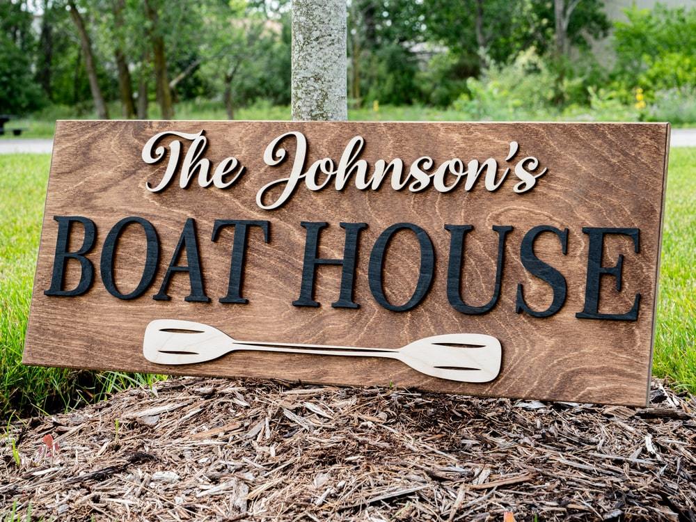 Custom Boat House Sign | Personalized Wedding Gift | Boat House Decor ...