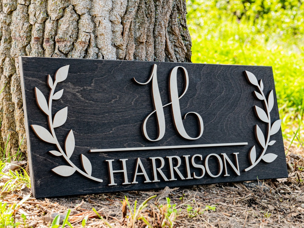 Custom Floral Monogram Family Name Sign | Personalized Wedding Gift ...