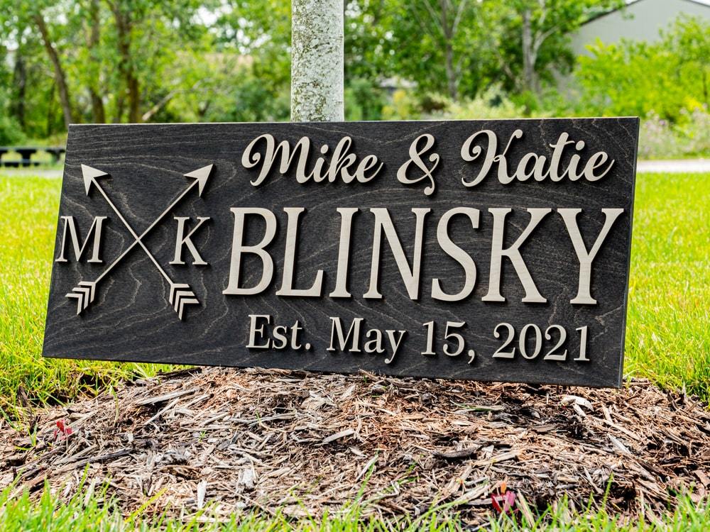 Custom Crossing Arrows Sign | Personalized Wedding Gift | Arrow Decor ...