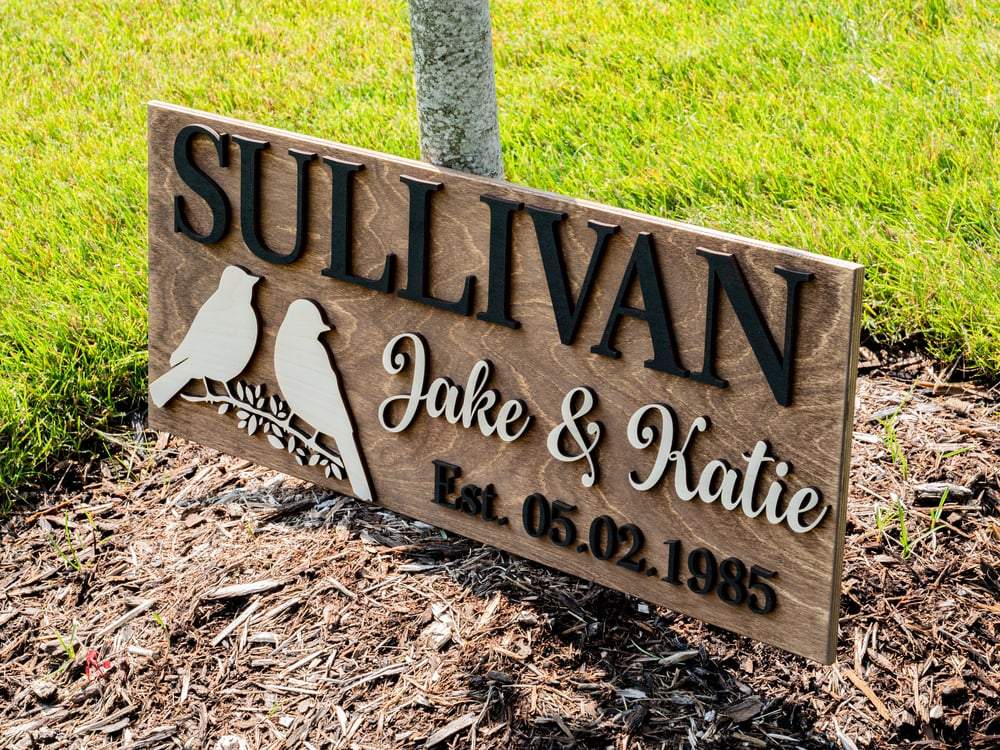 Custom Love Birds Sign | Personalized Wedding Gift | Romantic Decor ...
