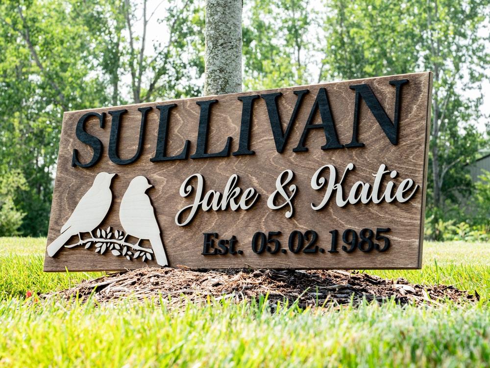 Custom Love Birds Sign | Personalized Wedding Gift | Romantic Decor ...
