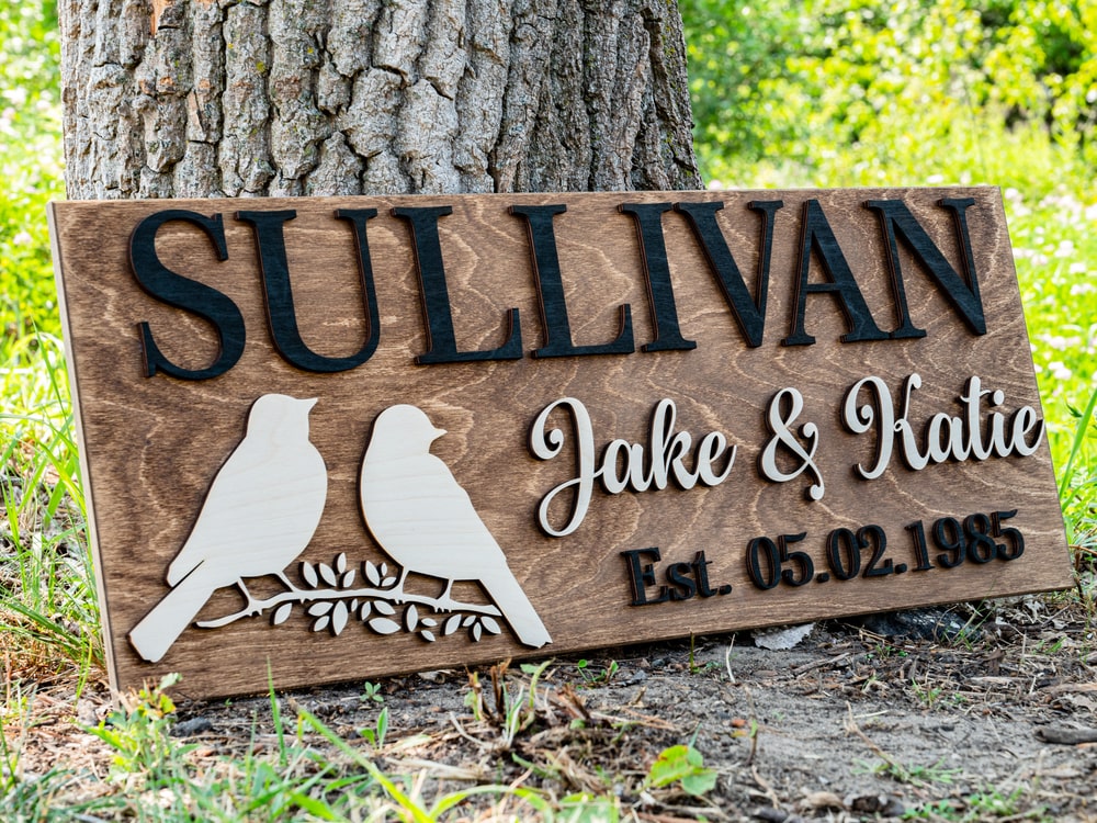 Custom Love Birds Sign | Personalized Wedding Gift | Romantic Decor ...