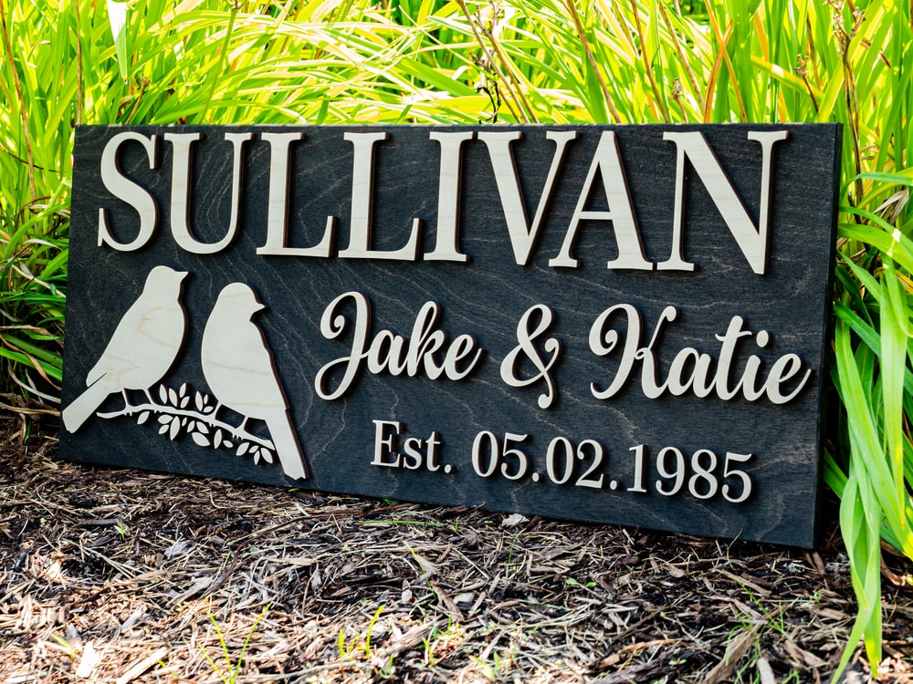 Custom Love Birds Sign | Personalized Wedding Gift | Romantic Decor ...