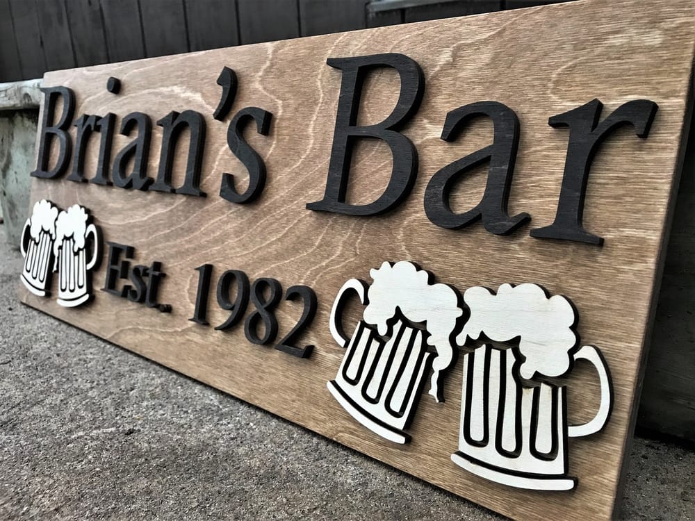 Personalized Bar Sign | Home Bar Decor | Man Cave Sign | 3D Beer Sign ...