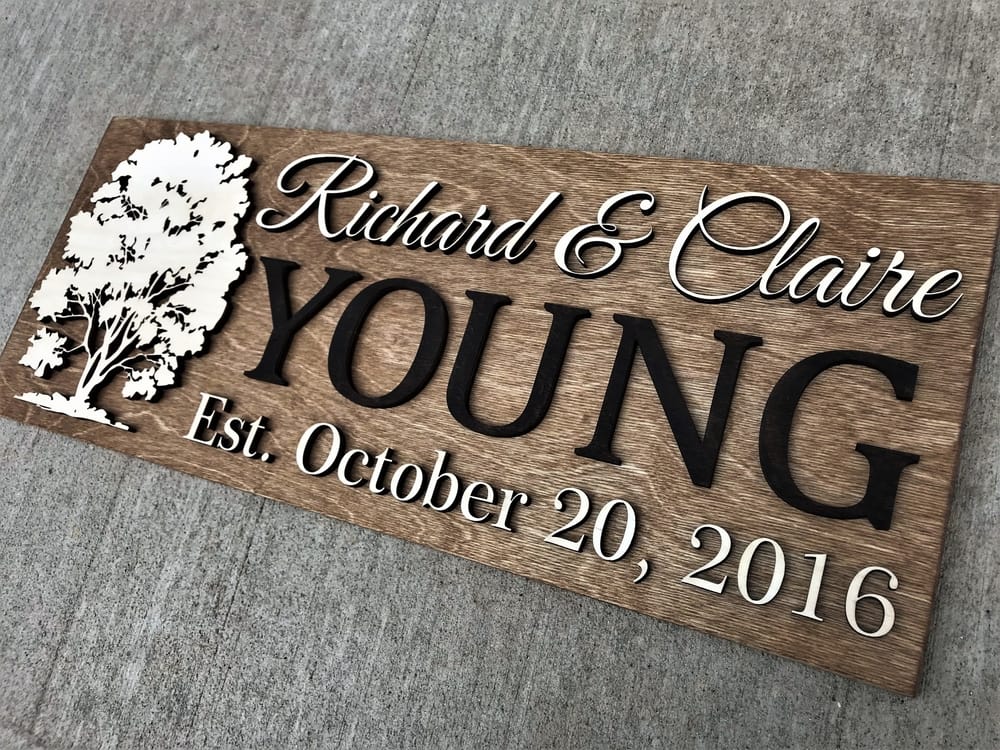 Custom Est Sign | 3D Wall Art | Family Name Sign with Tree | Wood Sign ...